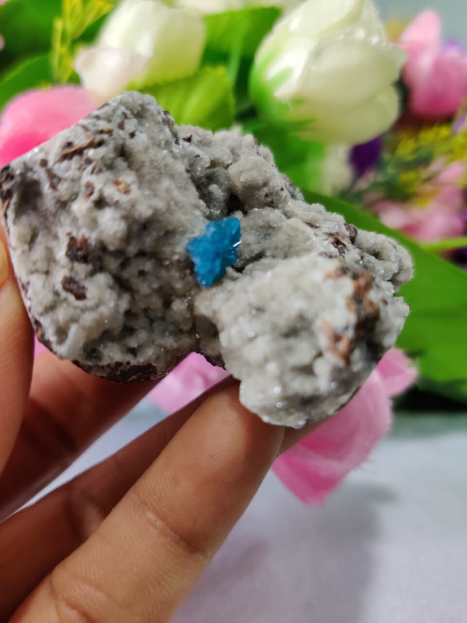 Cavansite Pentagonite Stone Flower on Micro Stilbite Crystal - Etsy