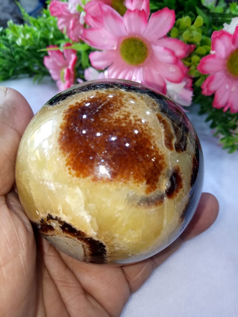 Septaria Stone Sphere Ball 60 MM 70 MM Brown Lines Aragonite | Etsy