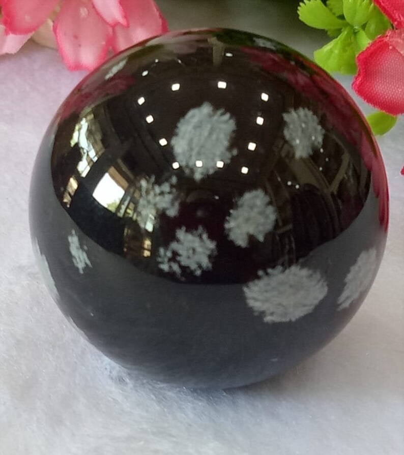 Snowflake Obsidian Stone Sphere Ball Orb 40 MM Healing Energy - Etsy