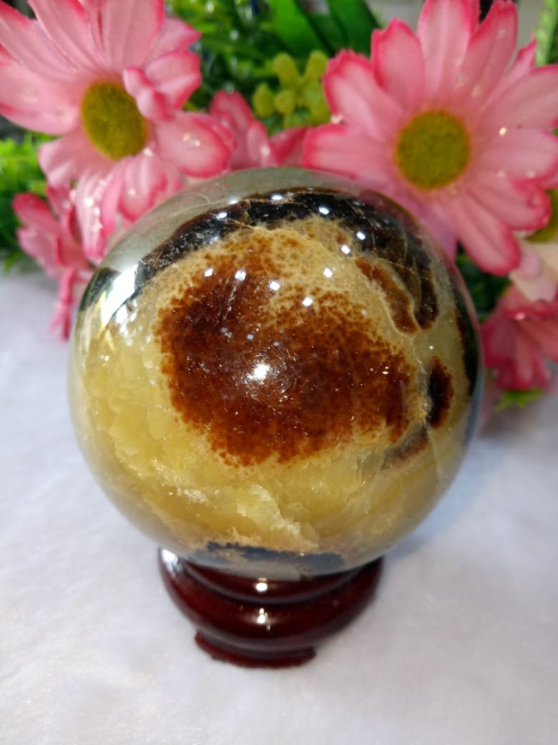 Septaria Stone Sphere Ball 60 MM 70 MM Brown Lines Aragonite | Etsy