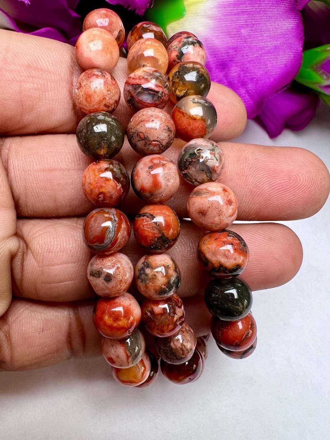 Rosophia Altar Stone Cool Reddish Colored Beads Bracelet 8 Mm Rosophia ...