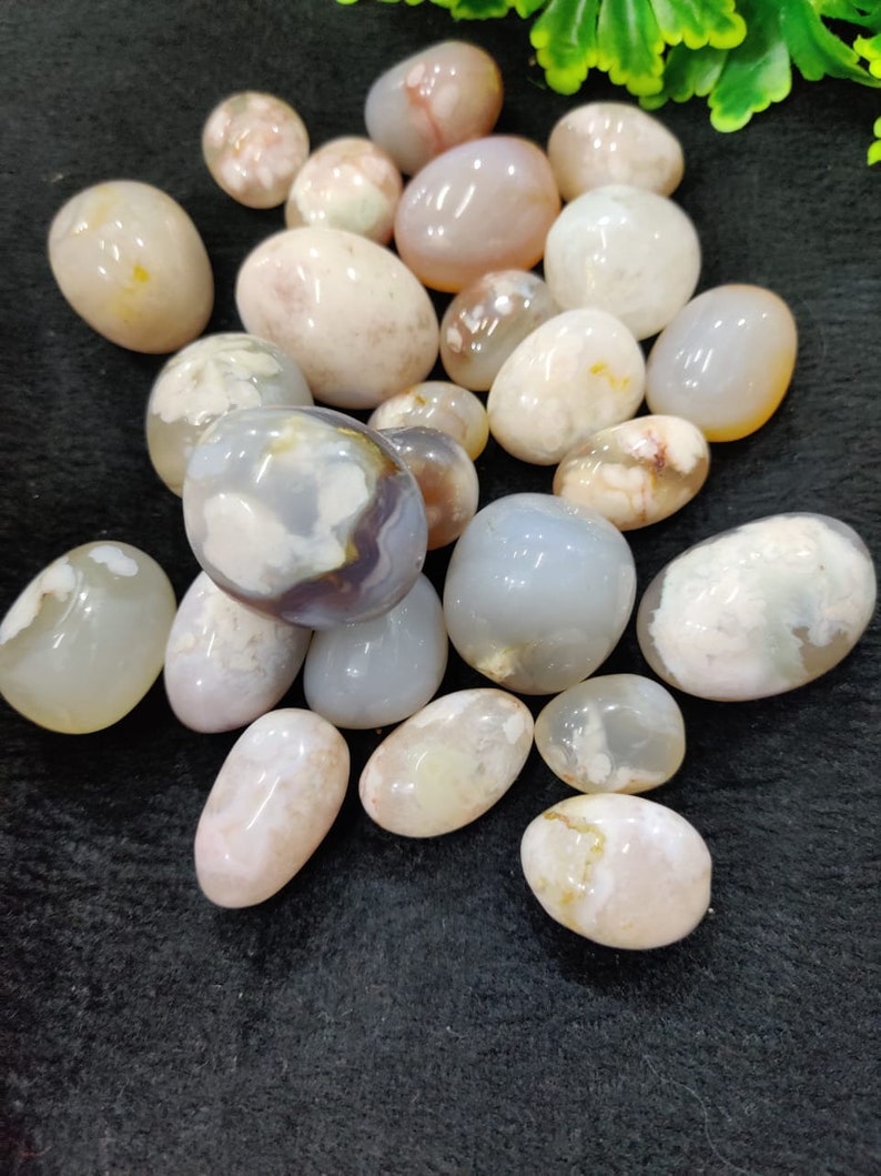 Flower Agate Tumbled Stone Cherry blossom Sakura Tumble | Etsy