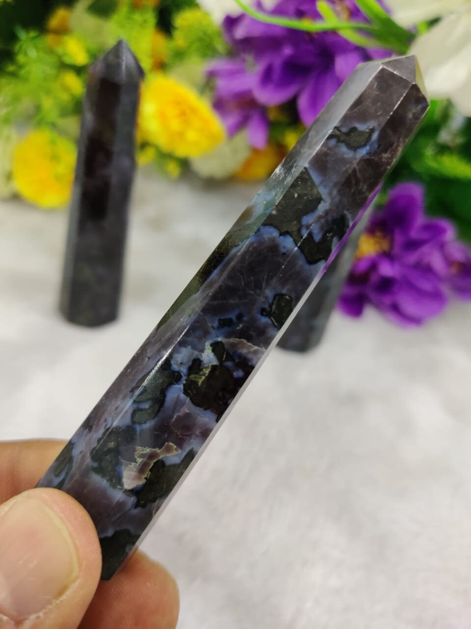 Mystic Merlinite Stone Indigo Gabbro Wand Obelisks Point One - Etsy
