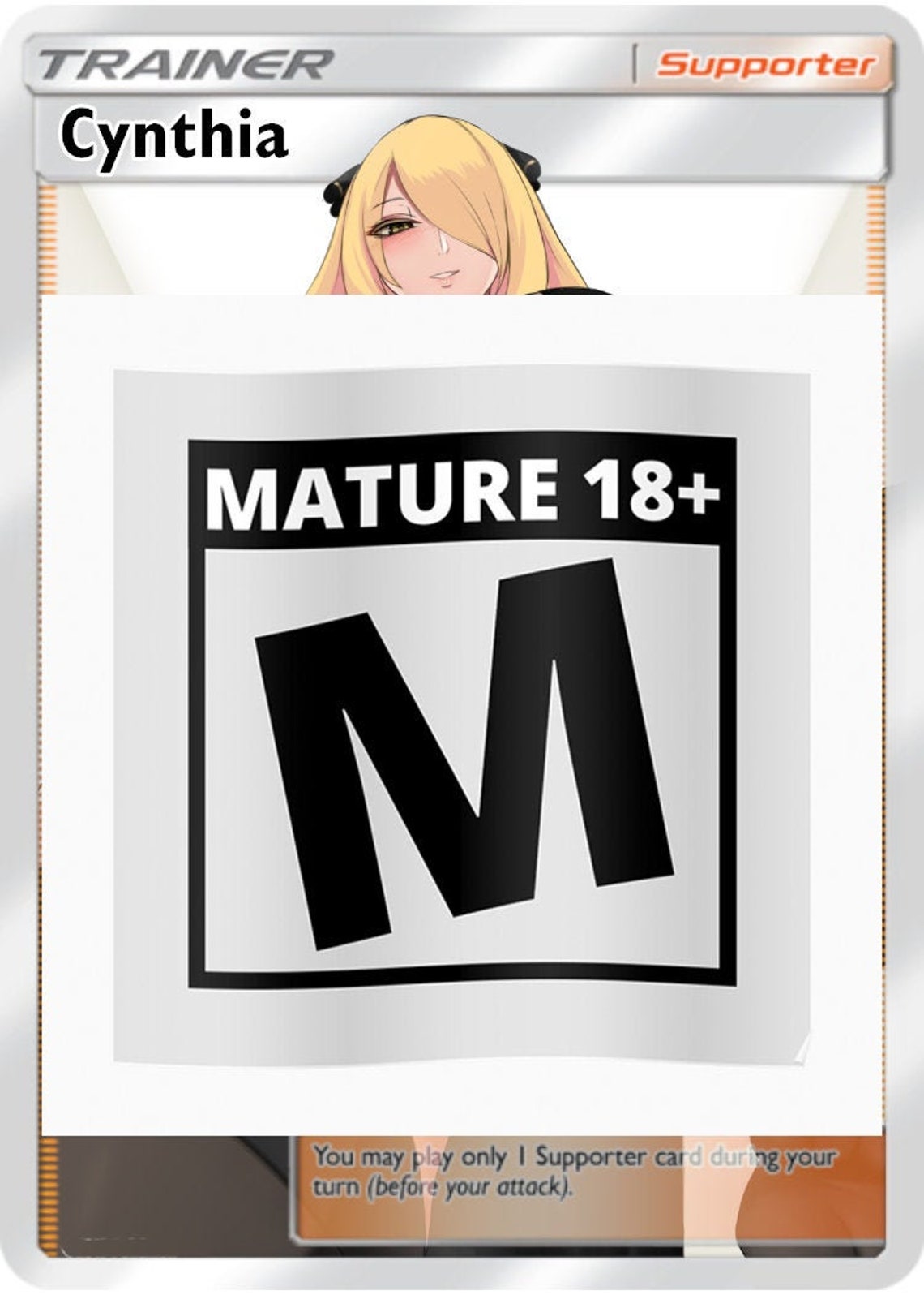 Full Art Holographic Pokemon Orica Custom Waifu Card Cynthia | Etsy