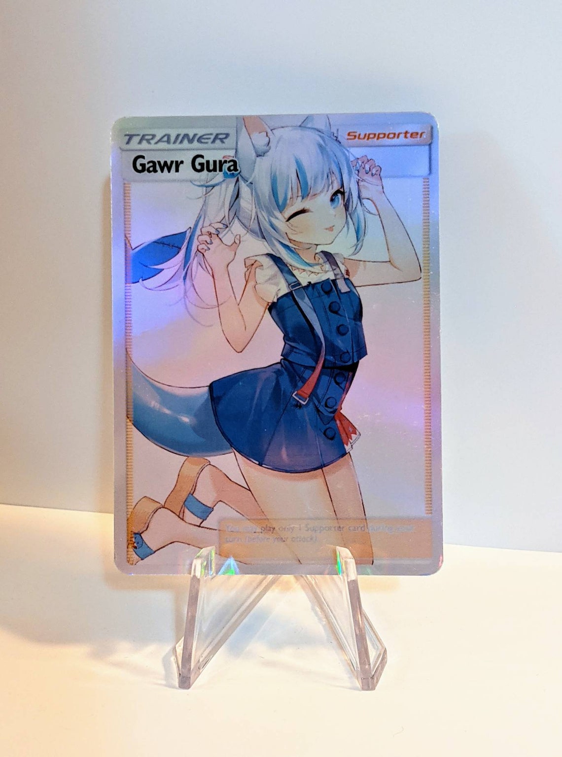 Full Art Holographic Pokemon Orica Custom Waifu Card Gawr Etsy