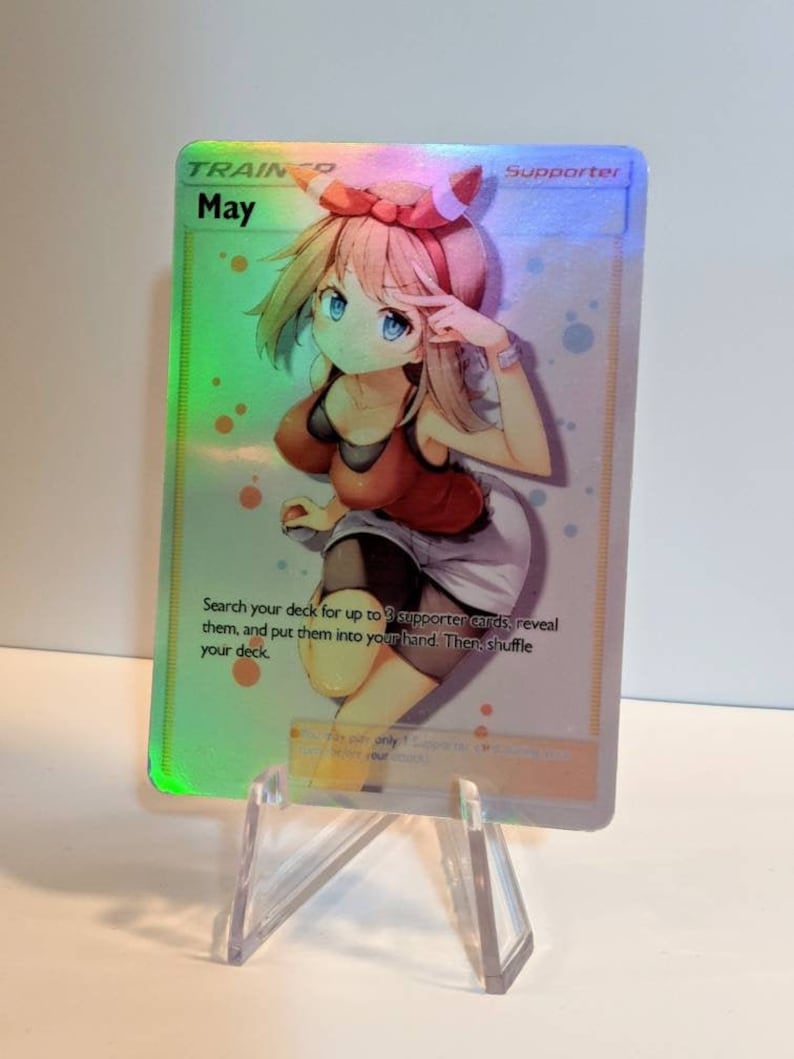 Full Art Holographic Pokemon Orica Custom Waifu Card May Etsy
