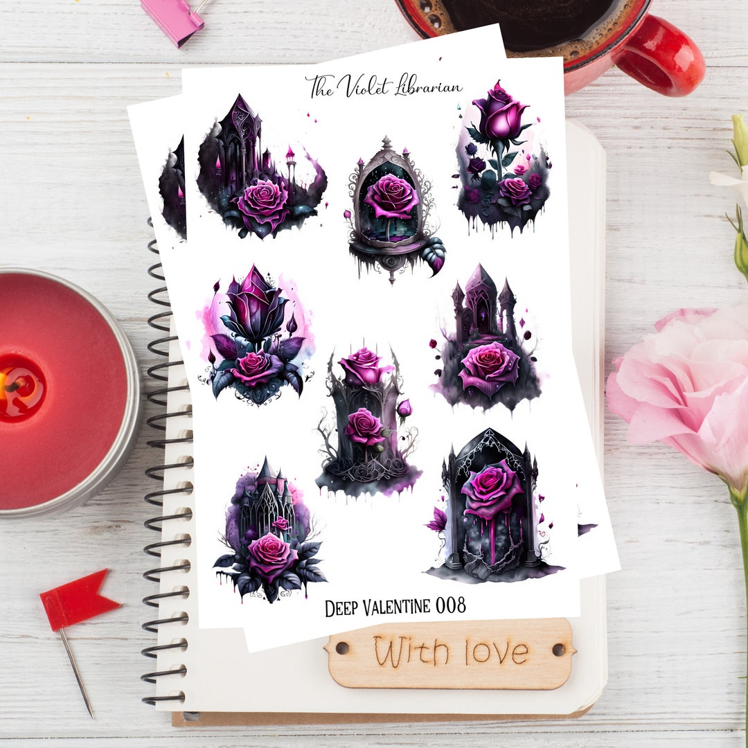 Goth Valentine Stickers, Bujo Sticker, Aesthetic Stickers, Planner ...