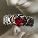 GOTHIC RED HEART Ring 925k Sterling Silver, Engagement Ring - Etsy