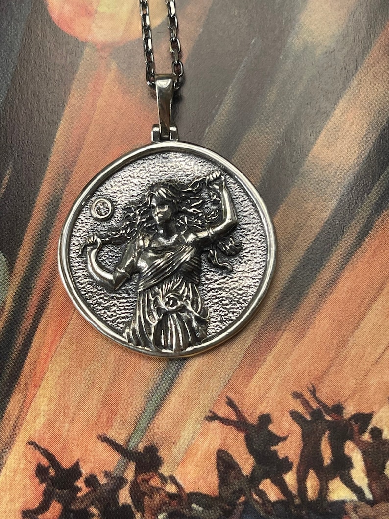 Cassandra Coin Necklace • Sterling Silver Greek Talisman With CZ - Etsy UK