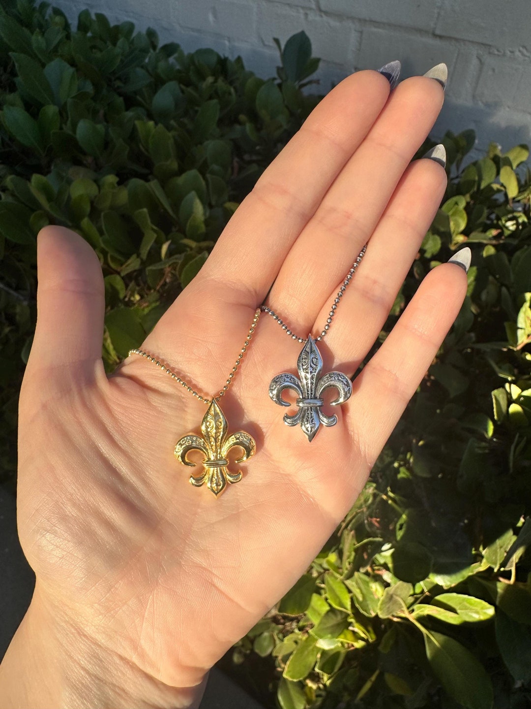 Gothic FLEUR-DE-LIS Pendant Necklace - Vintage Finish-925k Sterling ...
