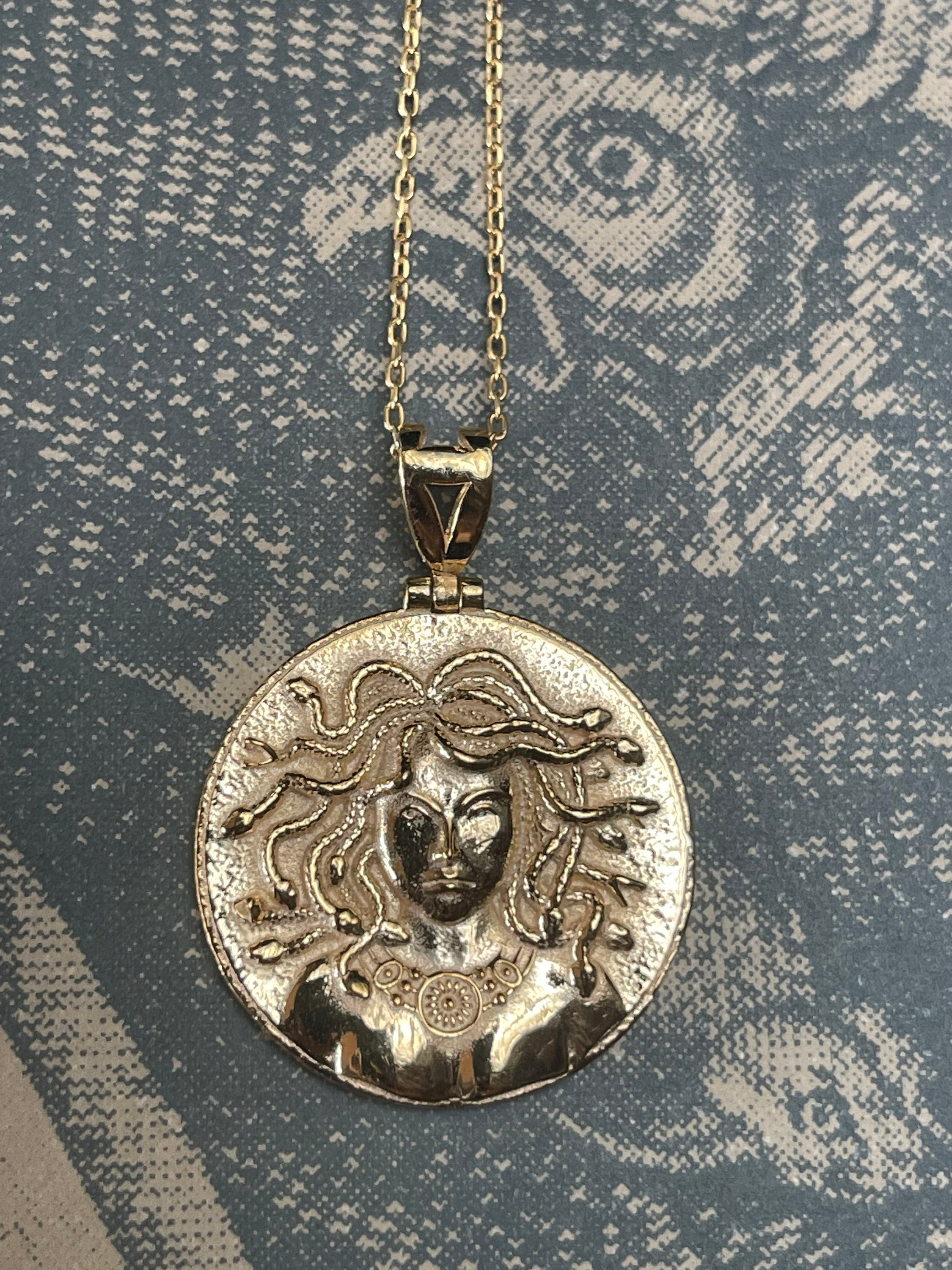GOLD MEDUSA Coin Necklacesterling Silver Unisex Necklace - Etsy