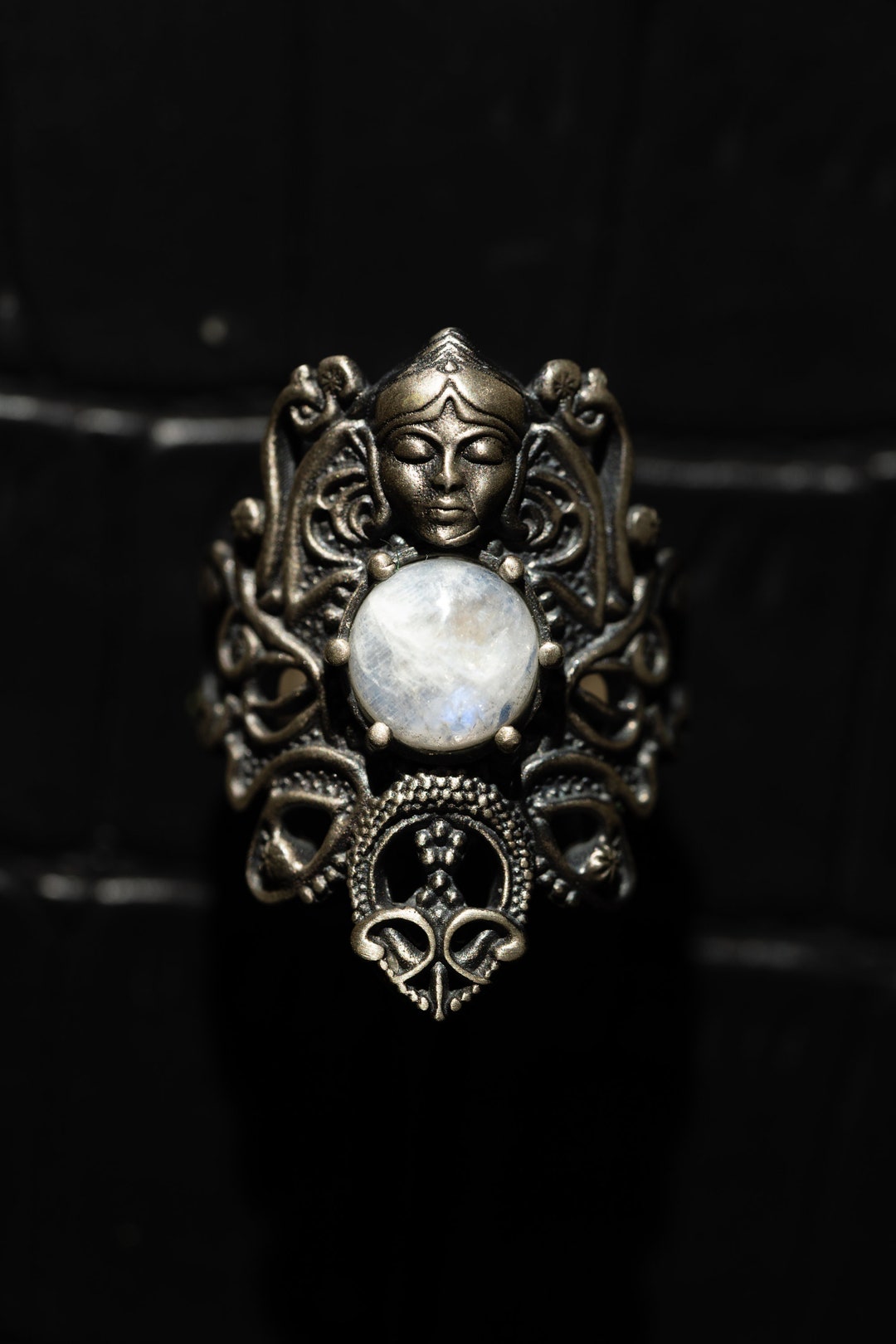 HECATE RING MOONSTONE Triple Goddess Sterling Silver 925K Handcrafted ...