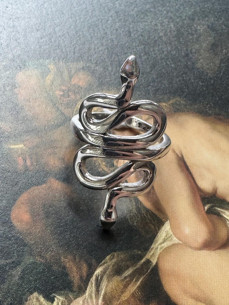 Two-headed Snake Adjustable Ring | Sterling Silver 925K - Etsy