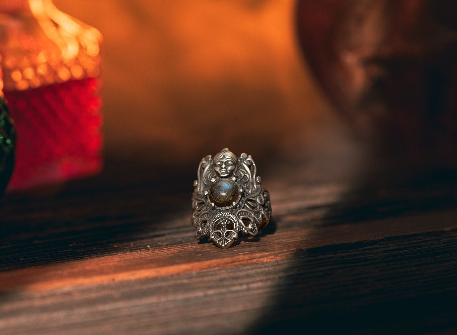 HECATE RING MOONSTONE Triple Goddess Sterling Silver 925K Handcrafted ...