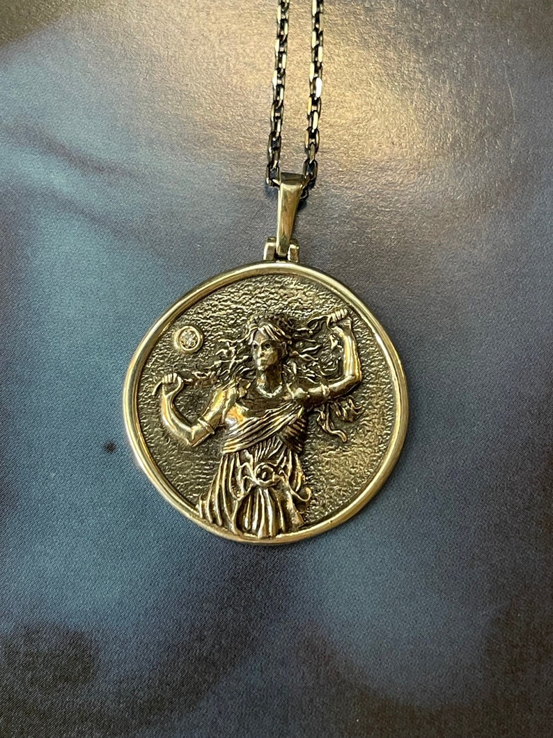 Cassandra Coin Necklace • Sterling Silver Greek Talisman With CZ - Etsy UK