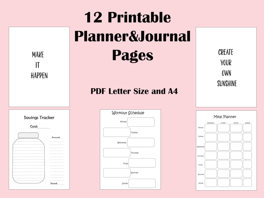 Planner and Bullet Journal Pages, Printable Tracker - Etsy