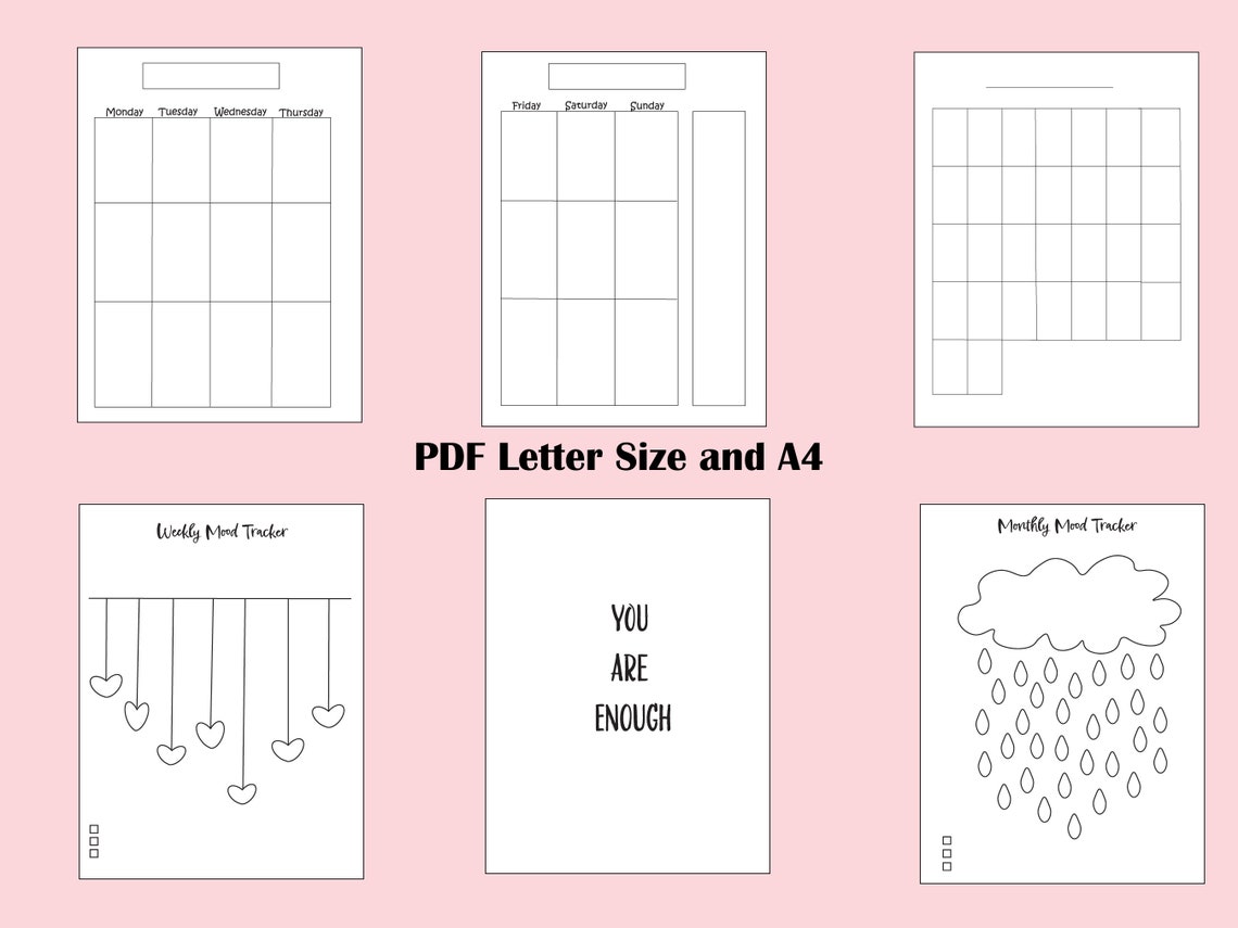 Planner and Bullet Journal Pages, Printable Tracker - Etsy