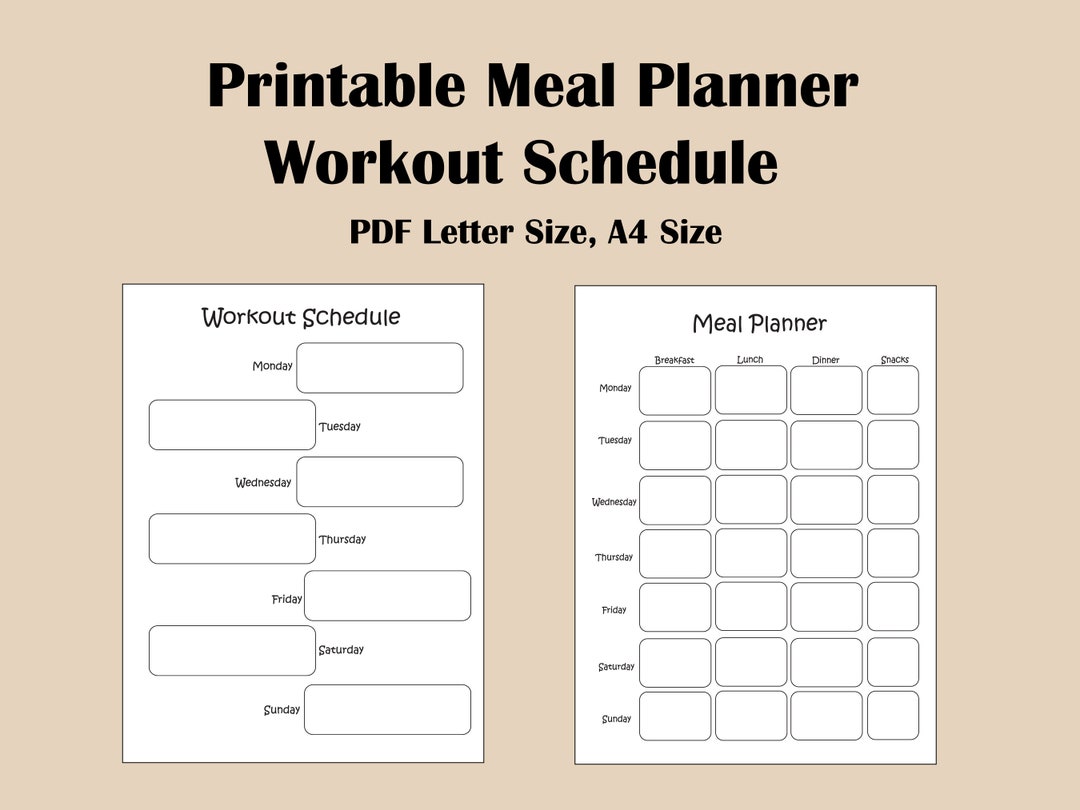 Workout Planner and Meal Planning Printables - Etsy