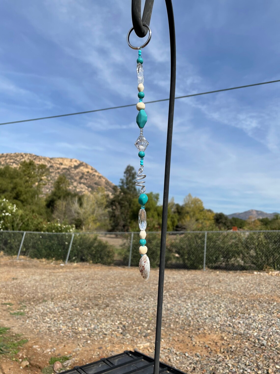 Blue Seashell Suncatcher, Single Strand Windchime, Boho Yard Art - Etsy