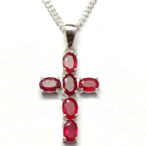 Genuine Ruby Vatican Cross Silver Pendant Necklace - Etsy