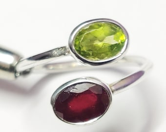 Ruby Peridot Ring | Etsy