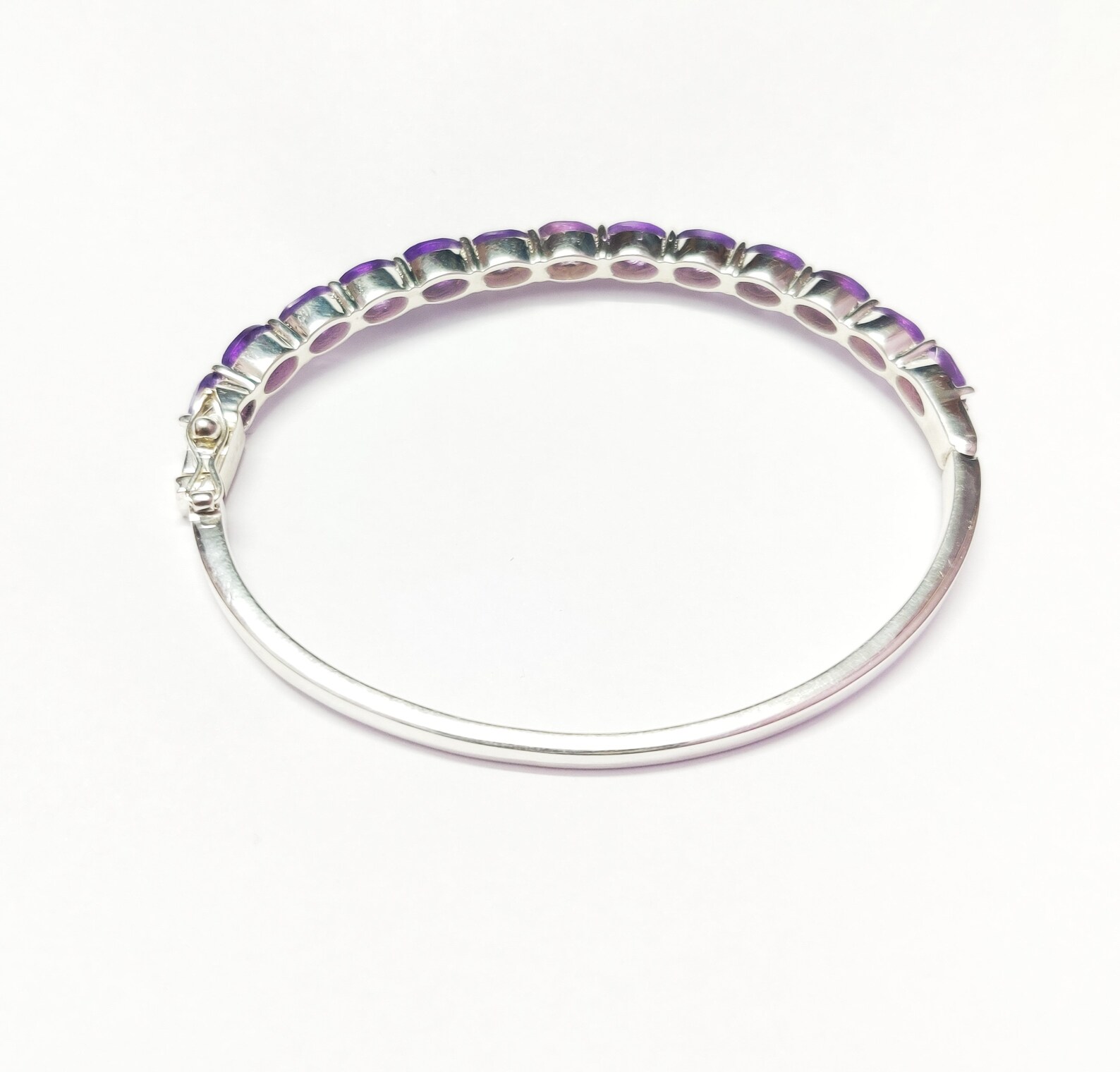 Amethyst Bangle Sterling Silver Amethyst Bangle Bracelet 7 Ct - Etsy UK