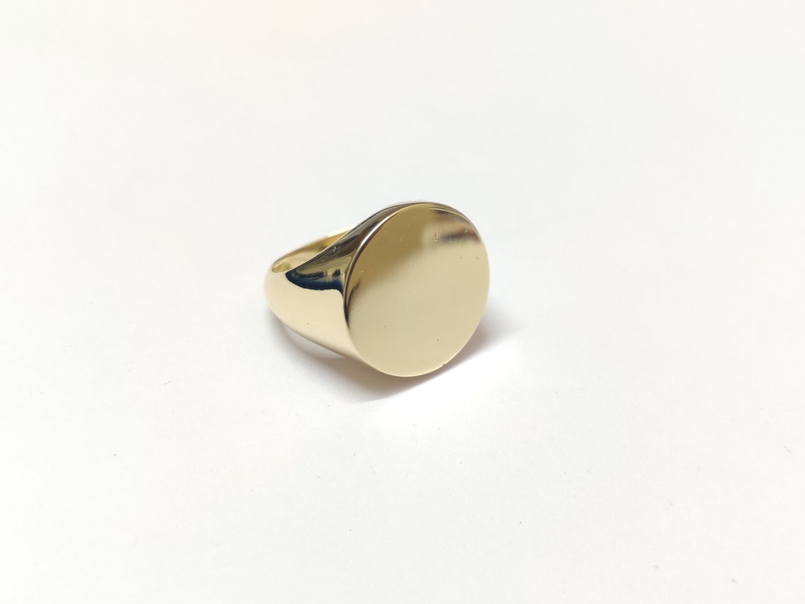 18K Solid Gold Signet Ring, 18mm Head - Etsy