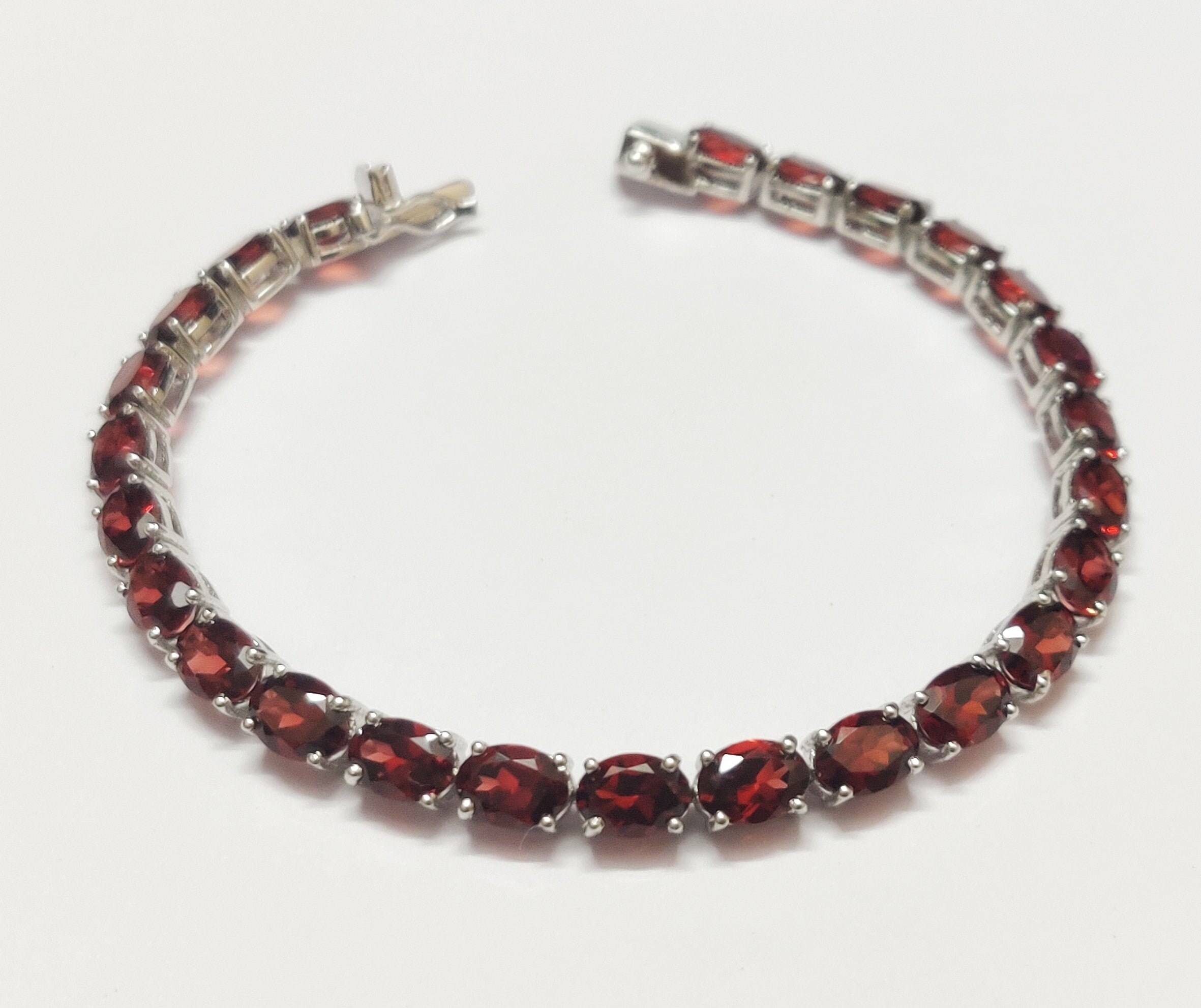 Beautiful Silver Garnet Bracelet Red Garnet Bracelet Gemstone - Etsy UK