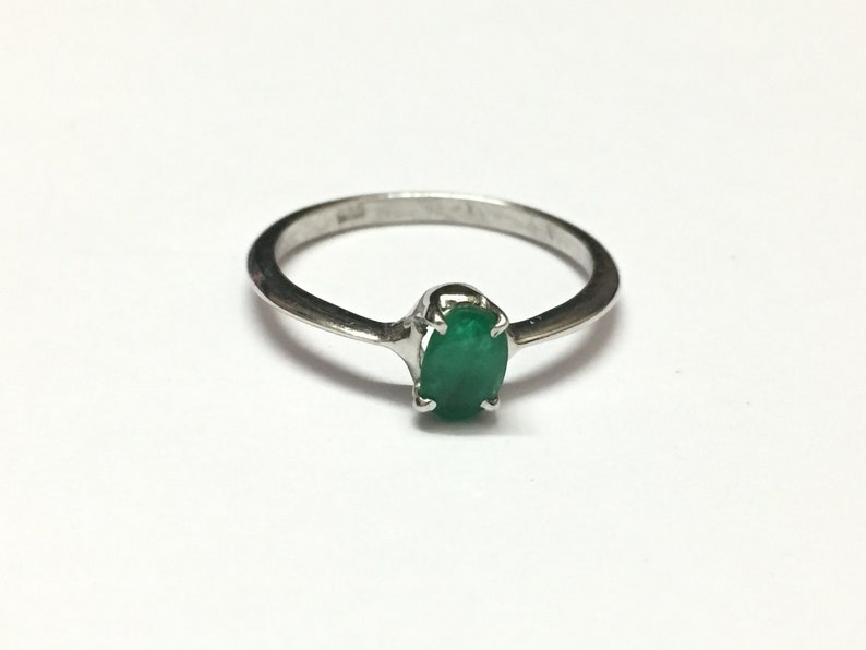 Emerald Ring Sterling Silver Emerald Ring 4x6 Mm Oval Emerald - Etsy