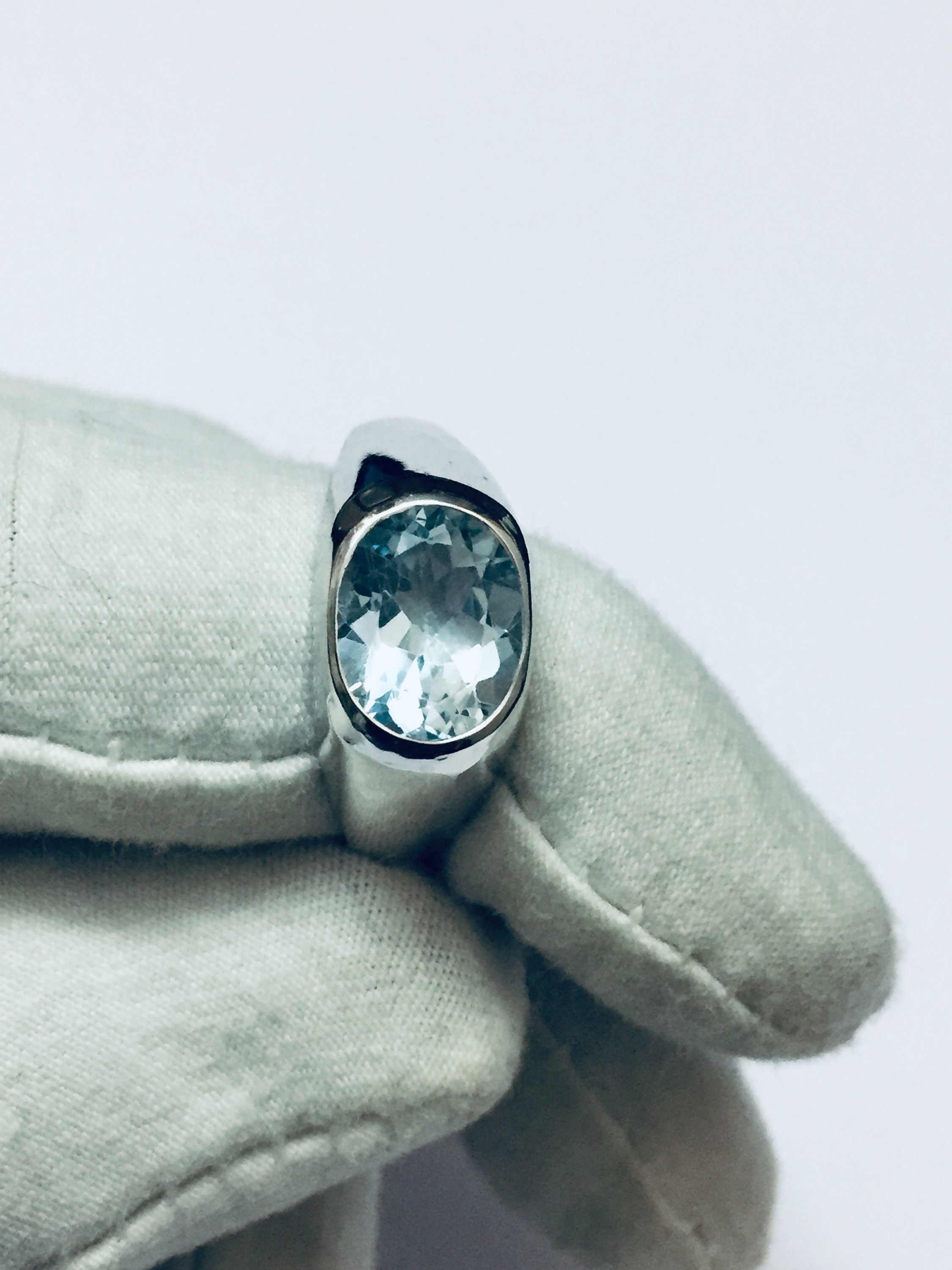 925 Sterling Silver Blue Topaz Ring Men Topaz Signet Ring 2.5 Ct Blue ...