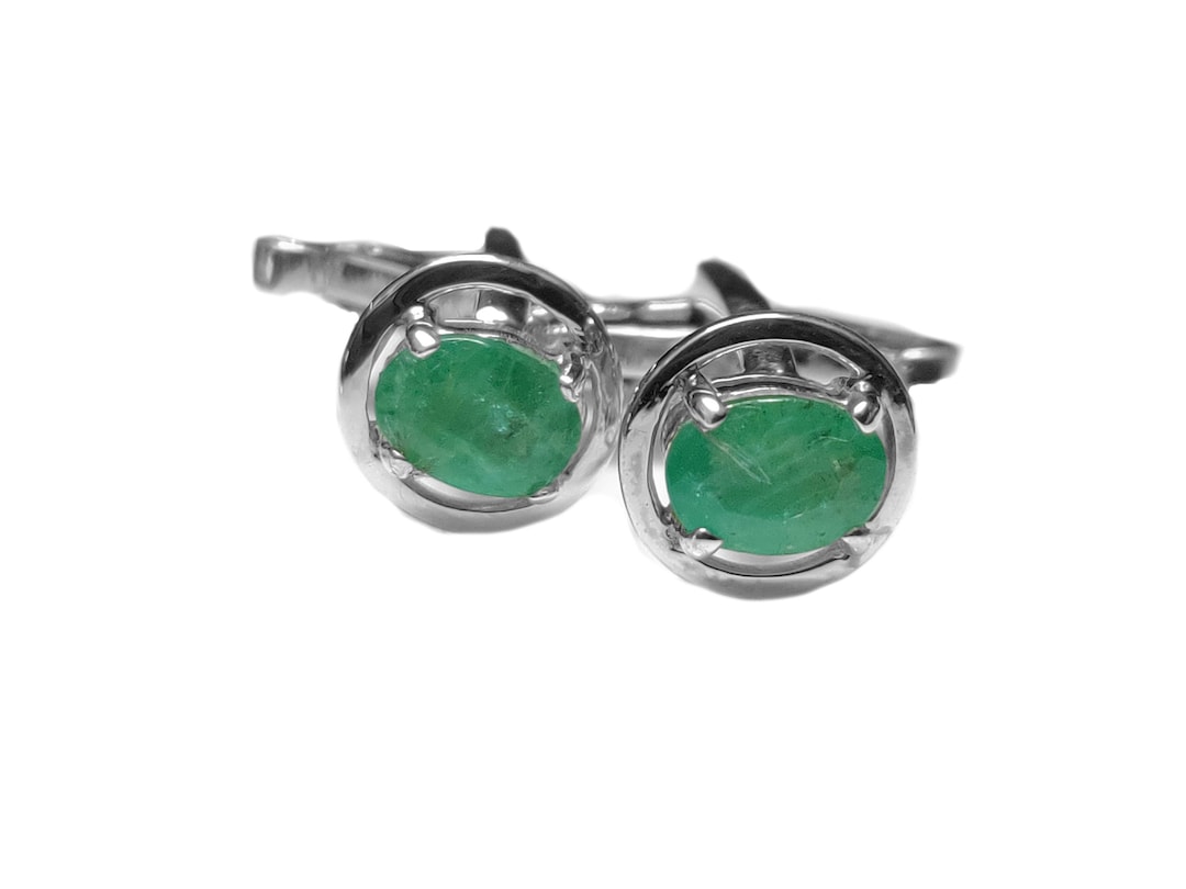 Emerald Cufflinks Sterling Silver Emerald Cufflinks Mens Cufflinsk ...