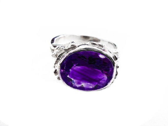 Silber Art Deco Amethyst Ring 10x14 mm Oval Amethyst Ring 5 Ct Amethyst Band Blume Amethyst Ring Natur Amethyst Band Februar Geburtsstein Etsy