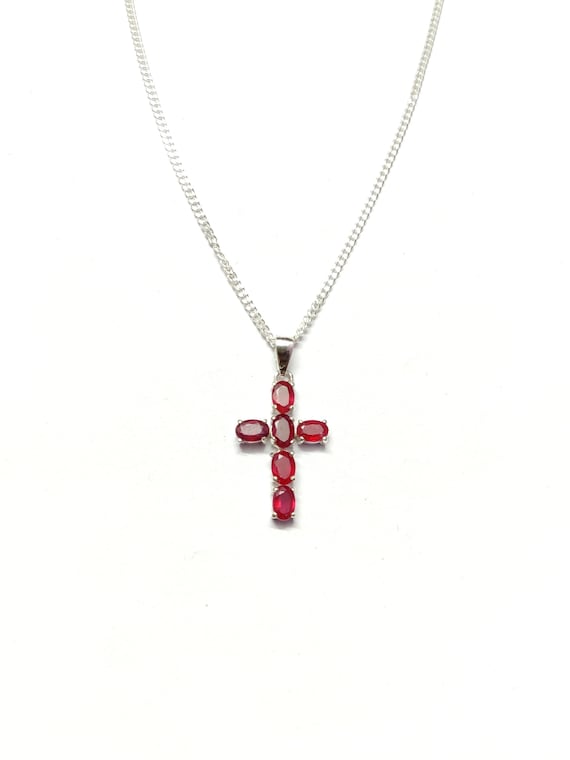 Ruby Cross Pendant Natural Ruby Cross Necklace Pendant 4x6 mm | Etsy