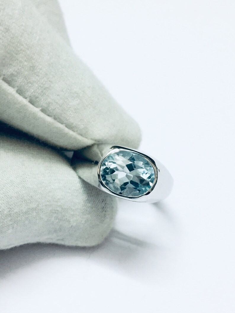 Sterling Silver Blue Topaz Signet Ring, Handmade (2.5 Ct) - Etsy