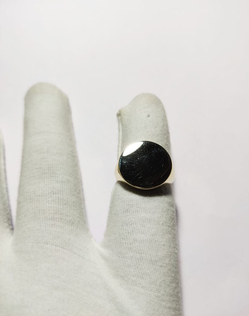 18K Solid Gold Signet Ring, 18mm Head - Etsy