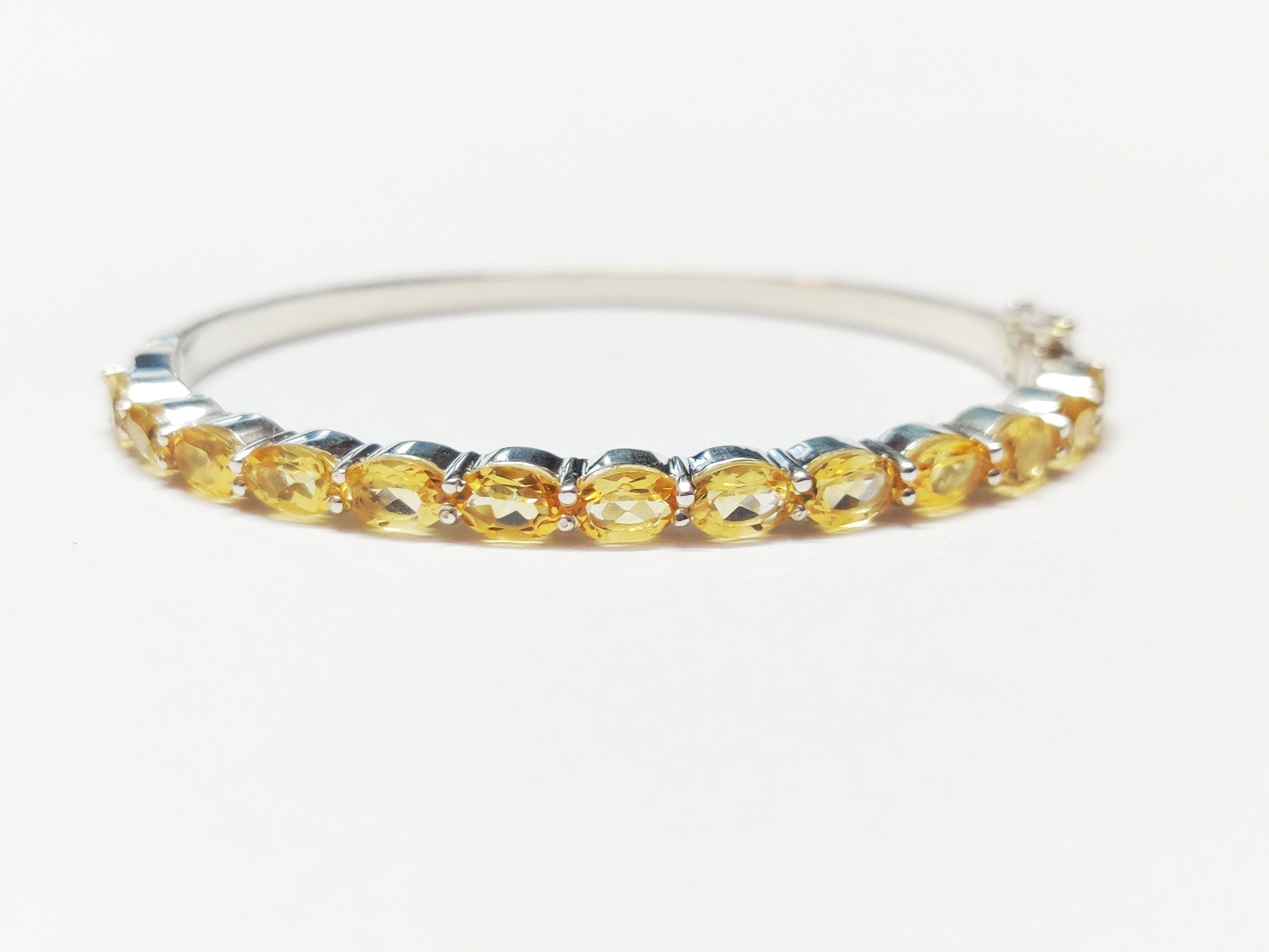 Citrine Bangle Sterling Silver Citrine Bangle Bracelet 7 Ct - Etsy UK
