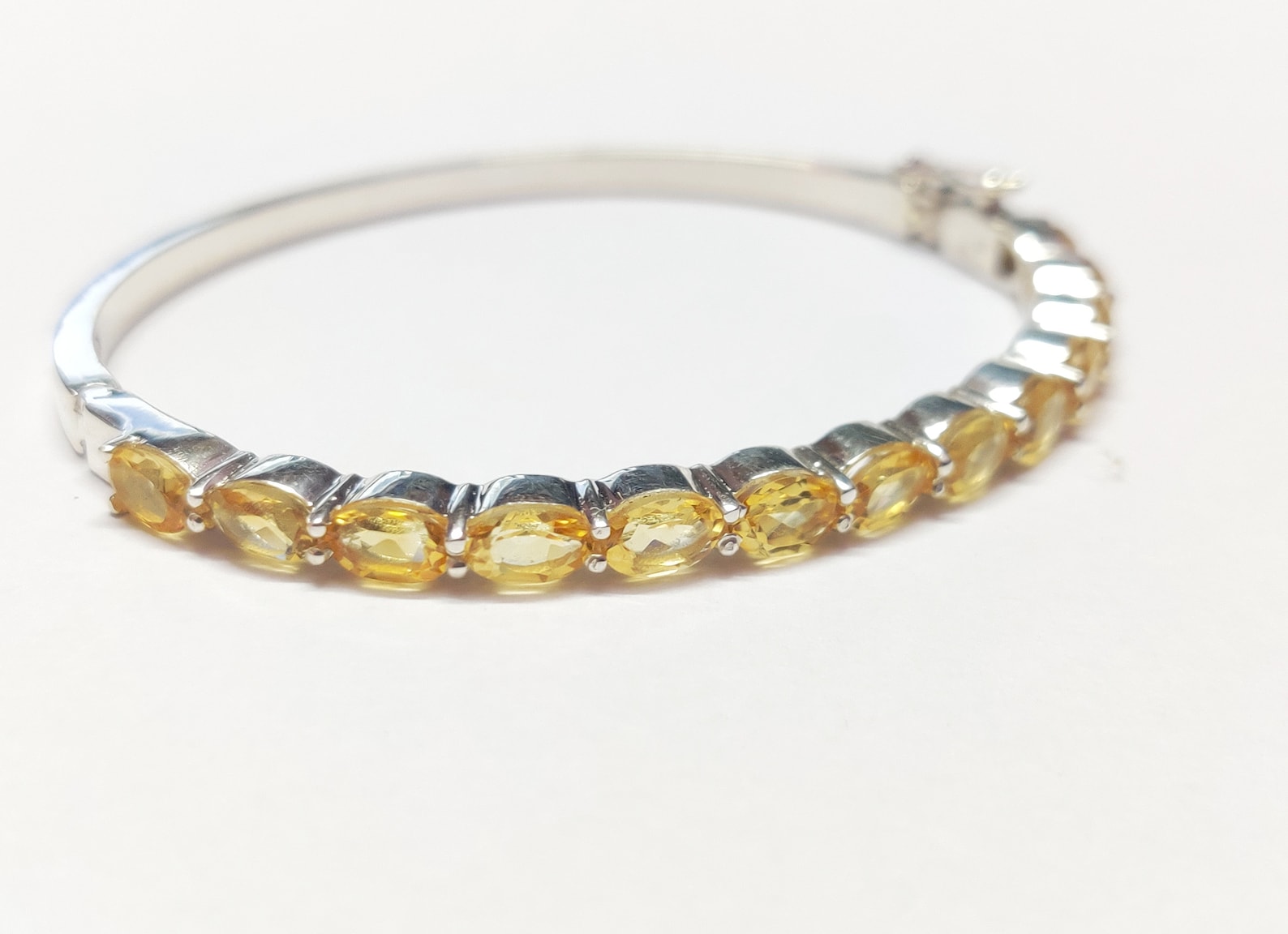 Citrine Bangle Sterling Silver Citrine Bangle Bracelet 7 Ct - Etsy UK