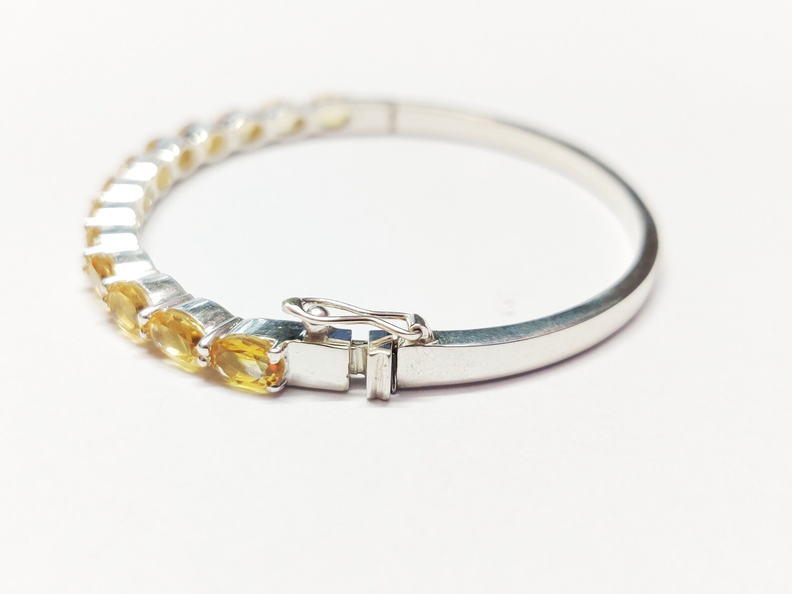 Citrine Bangle Sterling Silver Citrine Bangle Bracelet 7 Ct - Etsy UK
