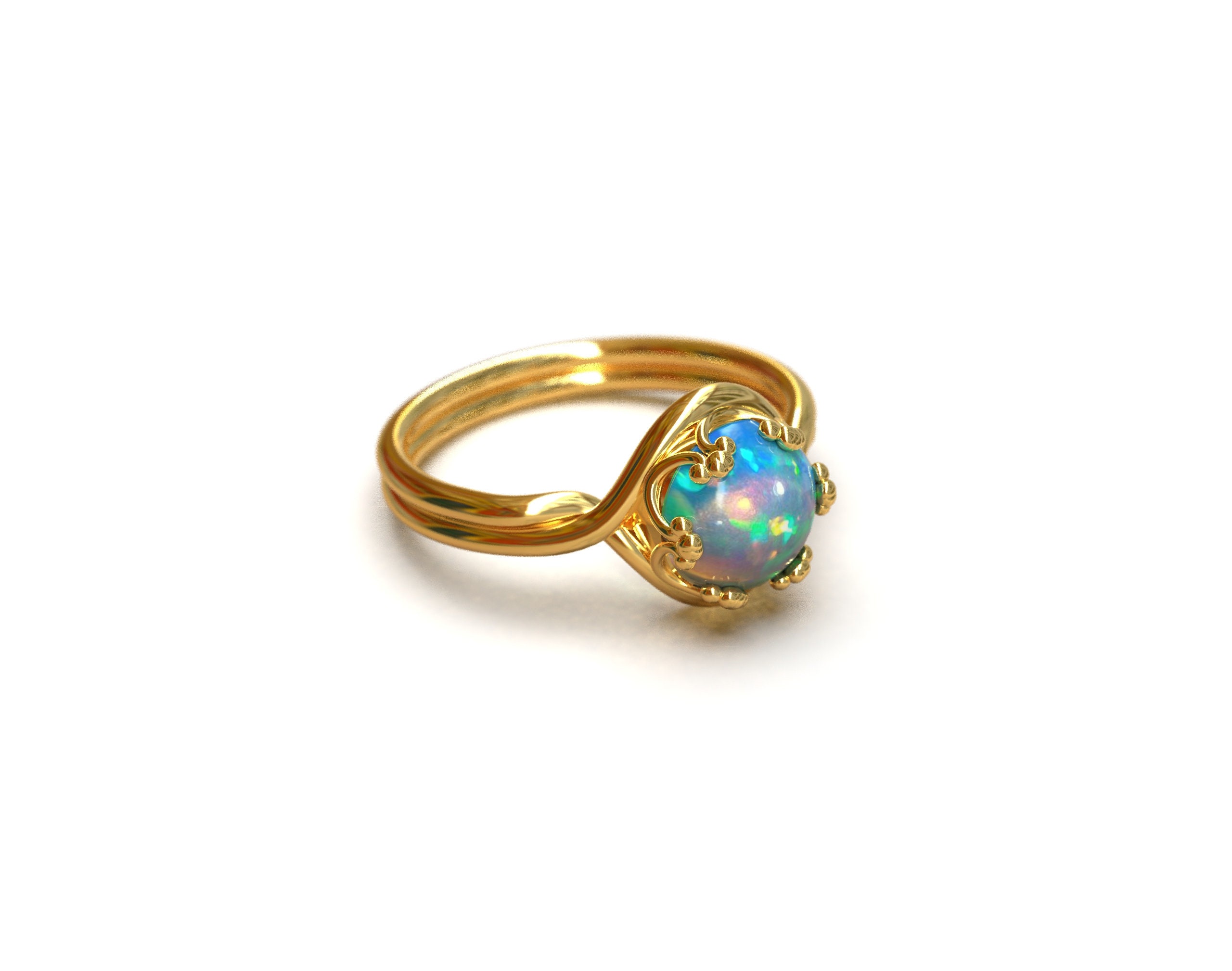 14K Gold Opal Engagement Ring Gold Opal Ring 1 Ct High Quality - Etsy