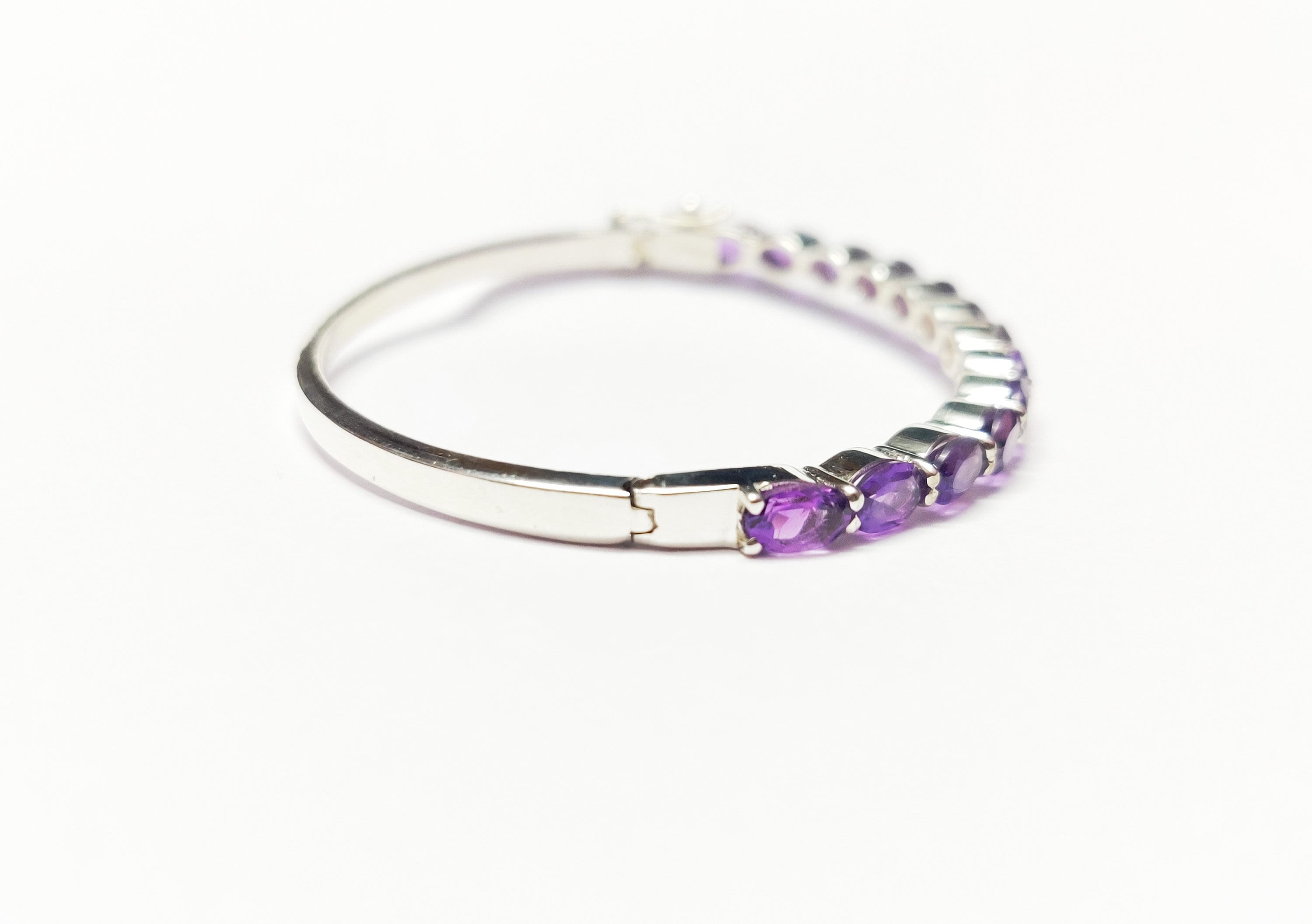 Amethyst Bangle Sterling Silver Amethyst Bangle Bracelet 7 Ct - Etsy UK