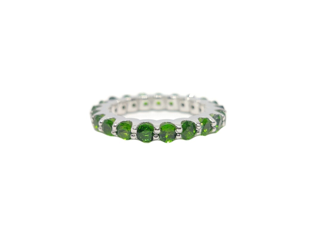 Green Stone Eternity Stacking Ring Green Chrome Diopside Eternity ...