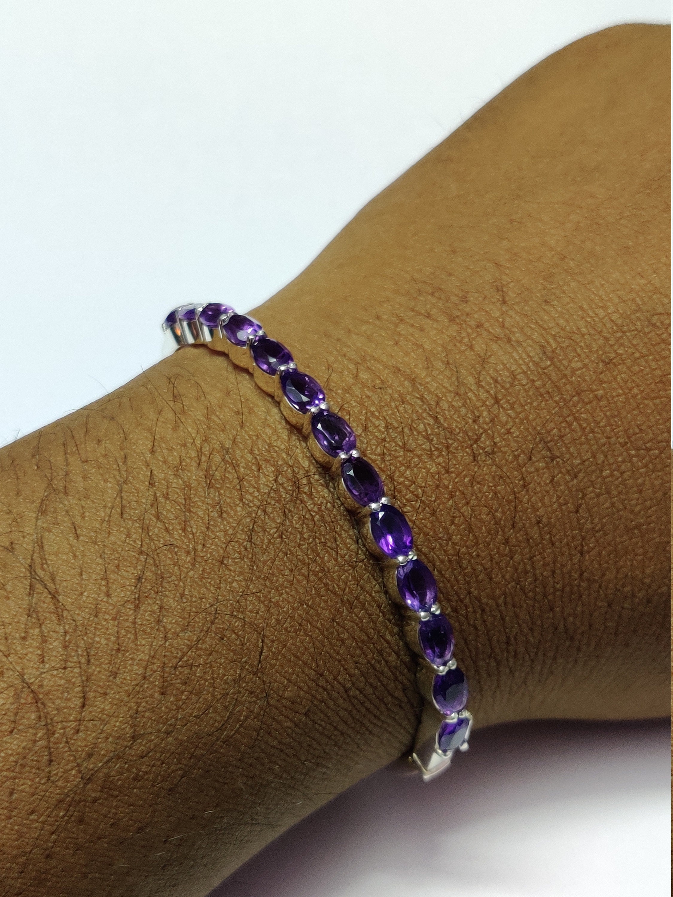 Amethyst Bangle Sterling Silver Amethyst Bangle Bracelet 7 Ct - Etsy UK