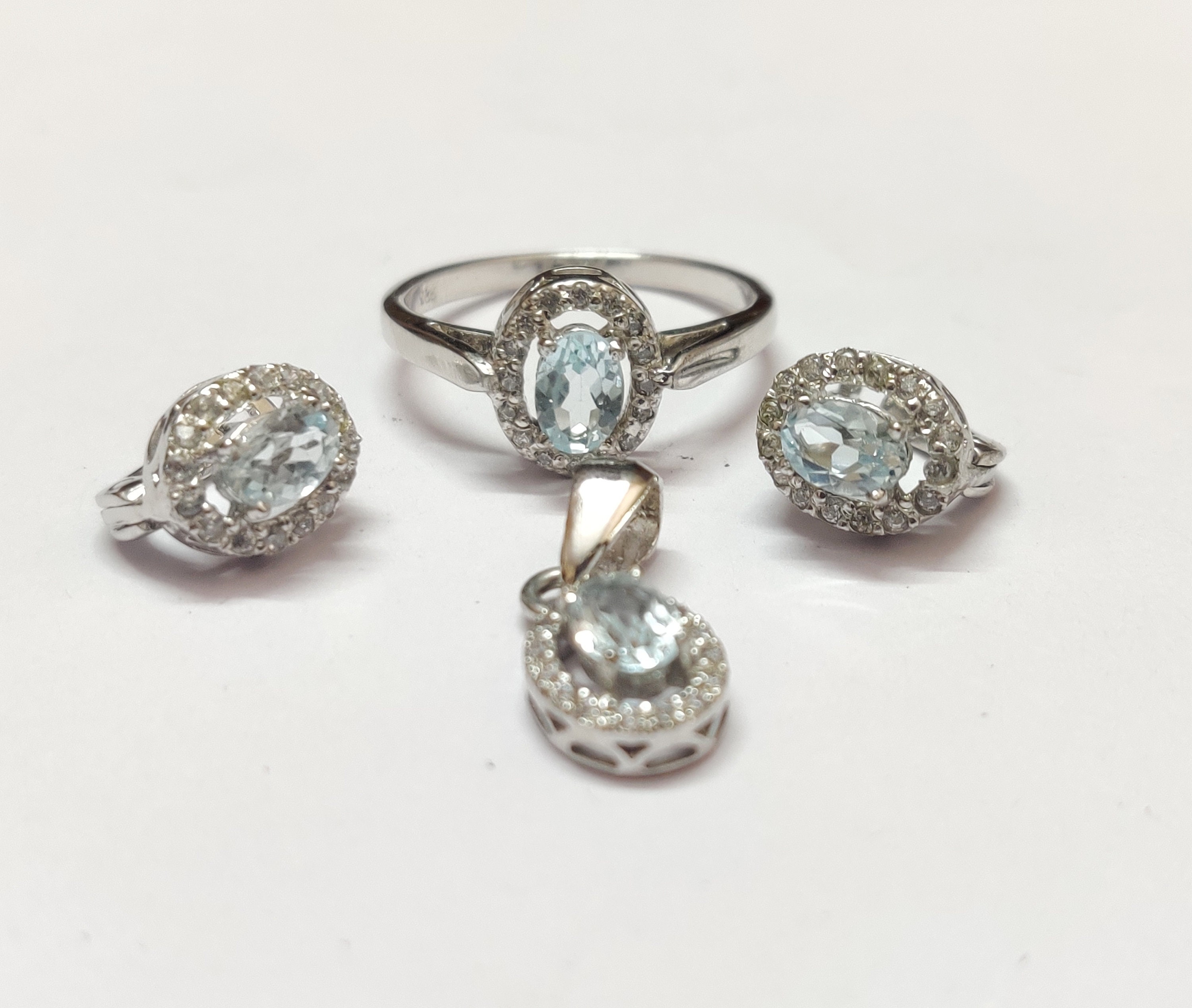 Silver Blue Topaz Jewelry Set 2.2 Ct High Quality Blue Topaz | Etsy