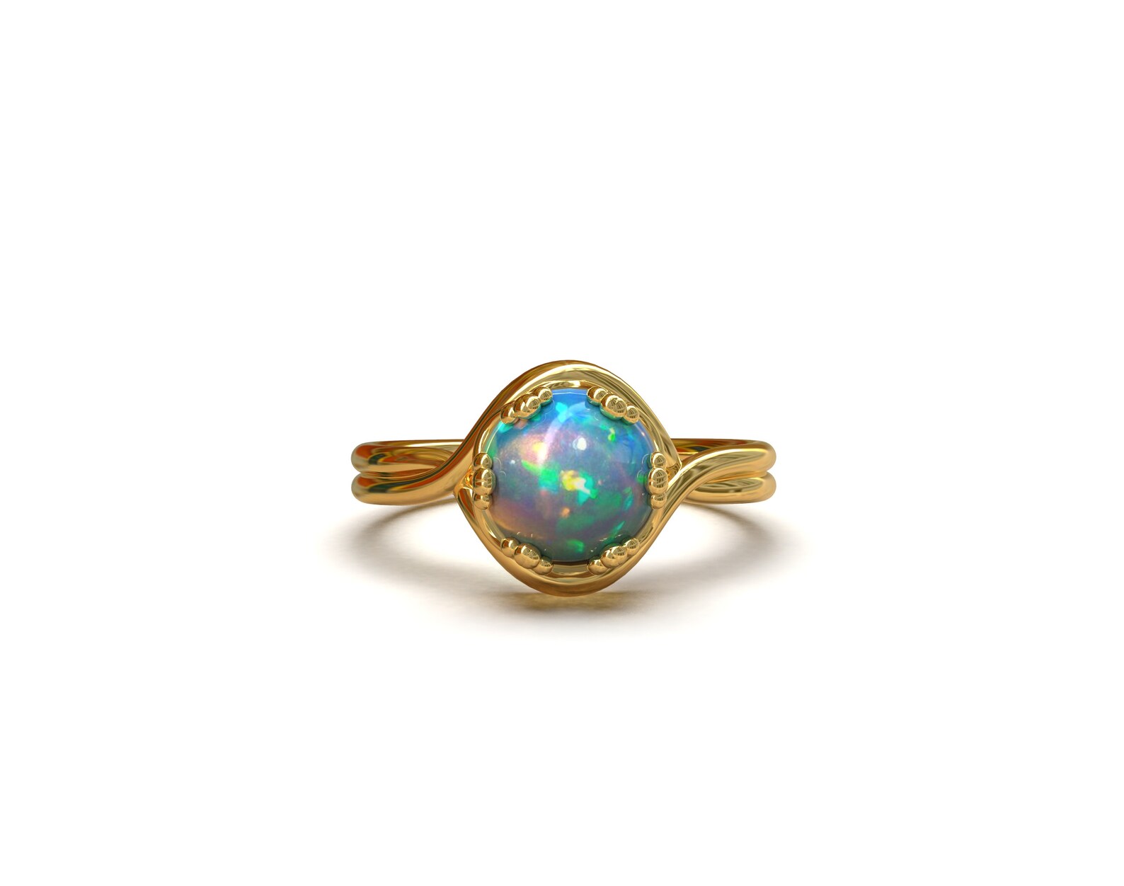 14K Gold Opal Engagement Ring Gold Opal Ring 1 Ct High Quality - Etsy