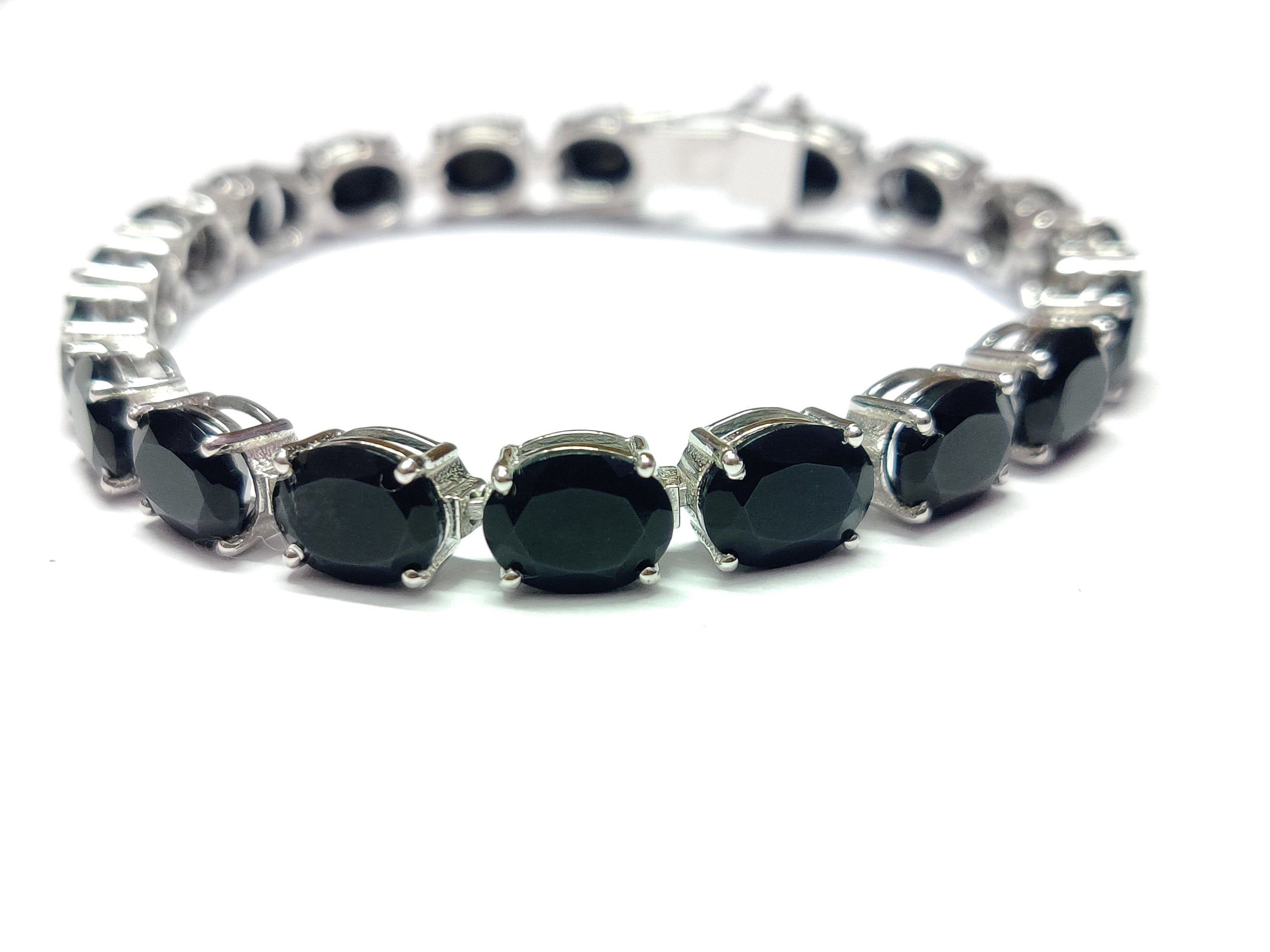 Silver Black Onyx Bracelet Sterling Silver Black Onyx Bracelet | Etsy