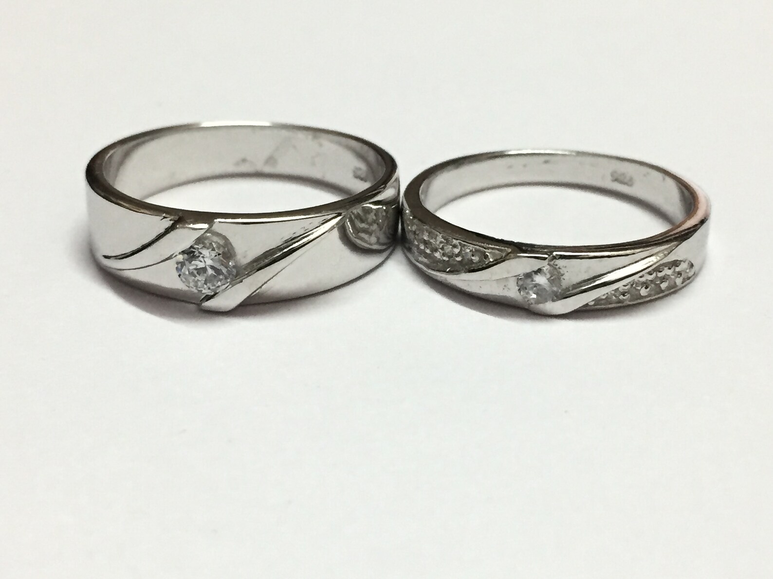 Silver Couple Ring Set Promise Ring Set Zircon Couple Ring His | Etsy