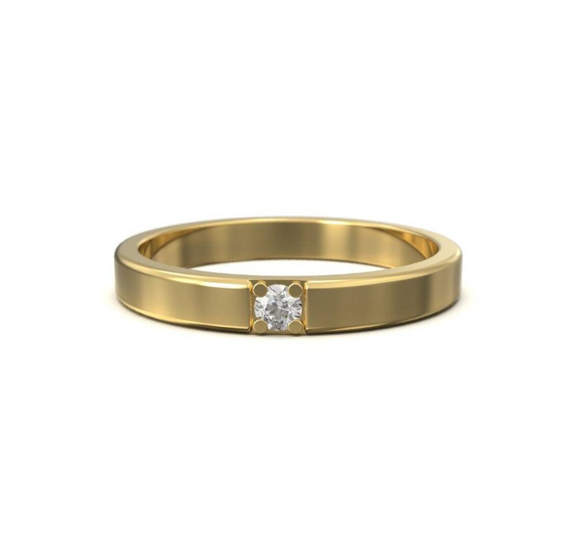 2 Mm Round Gold Diamond Ring Yellow Gold Wedding Band Tiny - Etsy