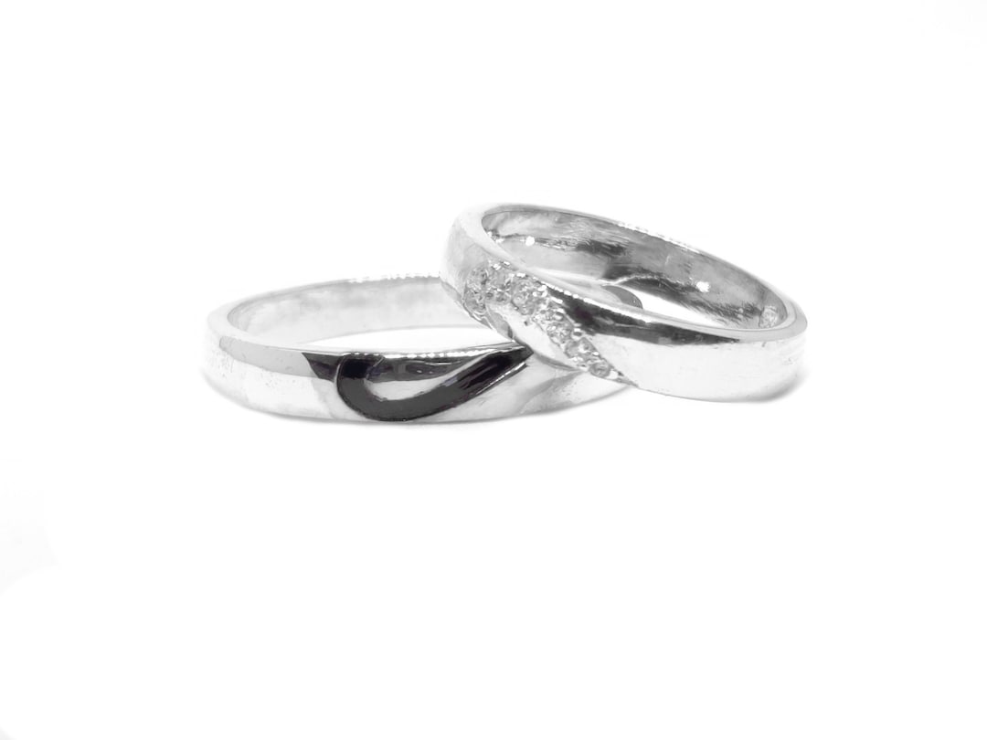 Heart Couple Ring His and Hers Ring Solid Silver Couple Ring Valentine ...