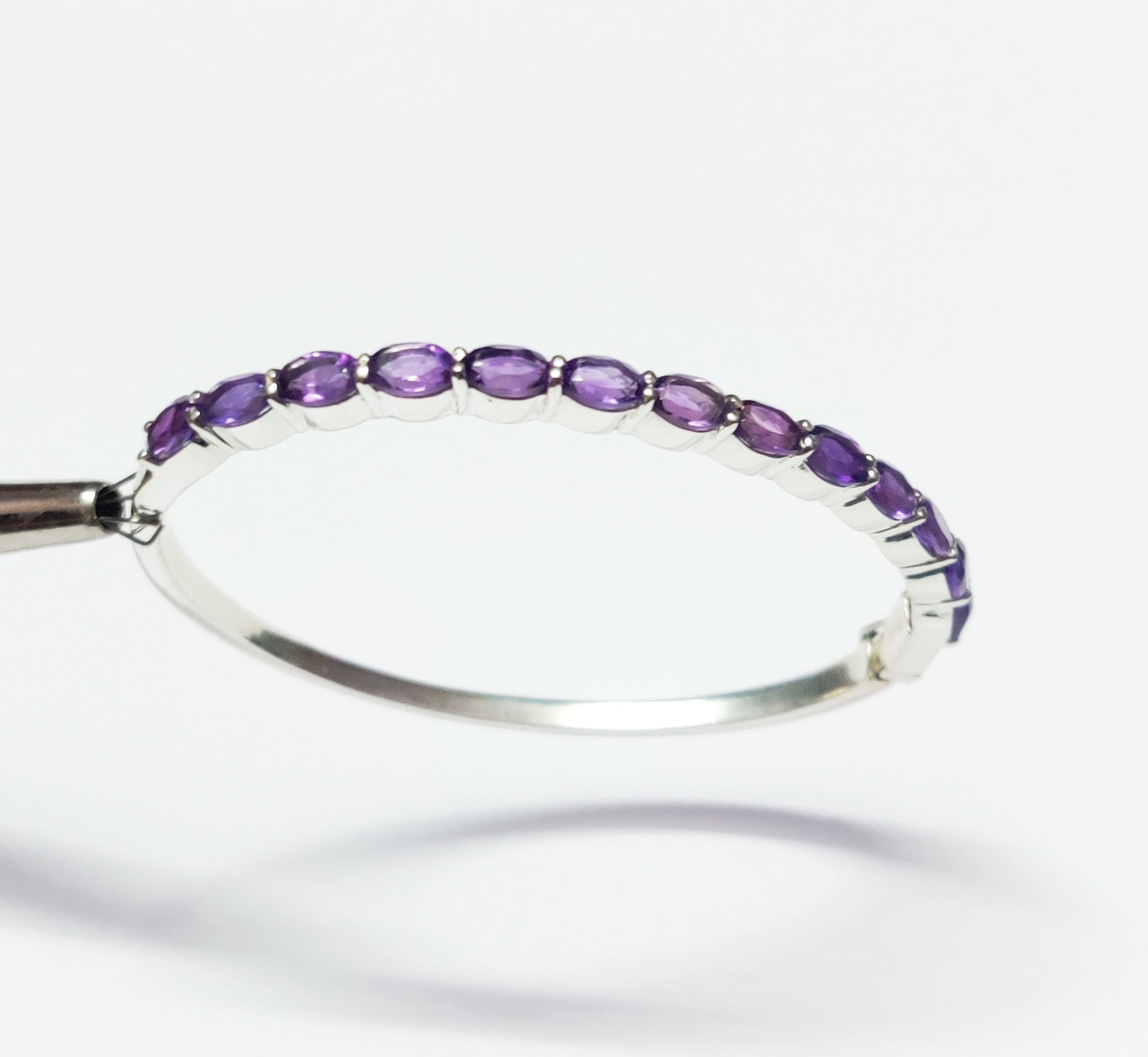 Amethyst Bangle Sterling Silver Amethyst Bangle Bracelet 7 Ct - Etsy UK