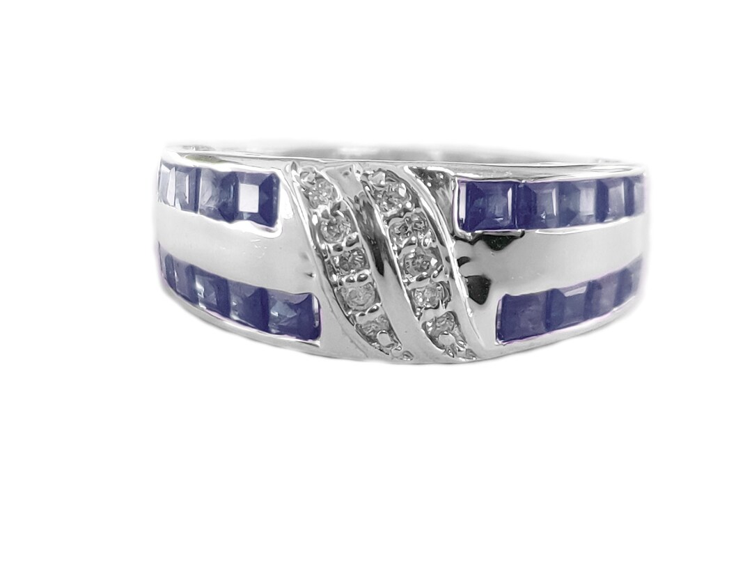 Natürliche Saphir Band 925 Silber Saphir Verlobungsring Silber Saphir ...